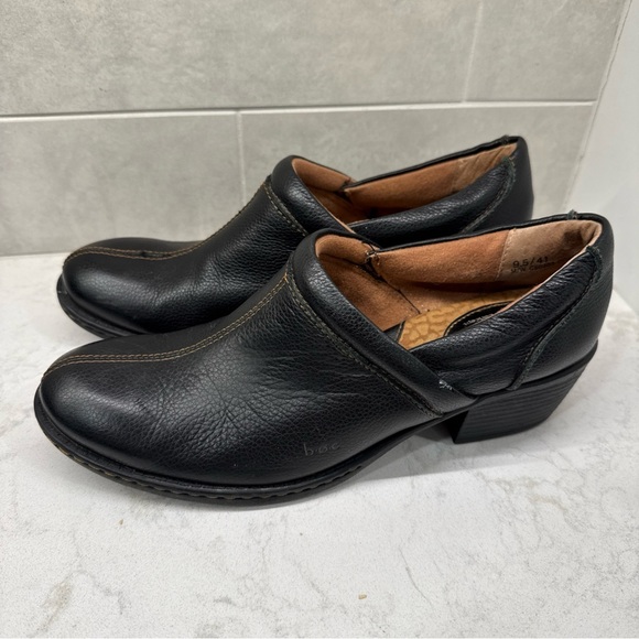 boc | Shoes | Boc Born Concept Black Leather Slip On Clogs Shoes Block ...